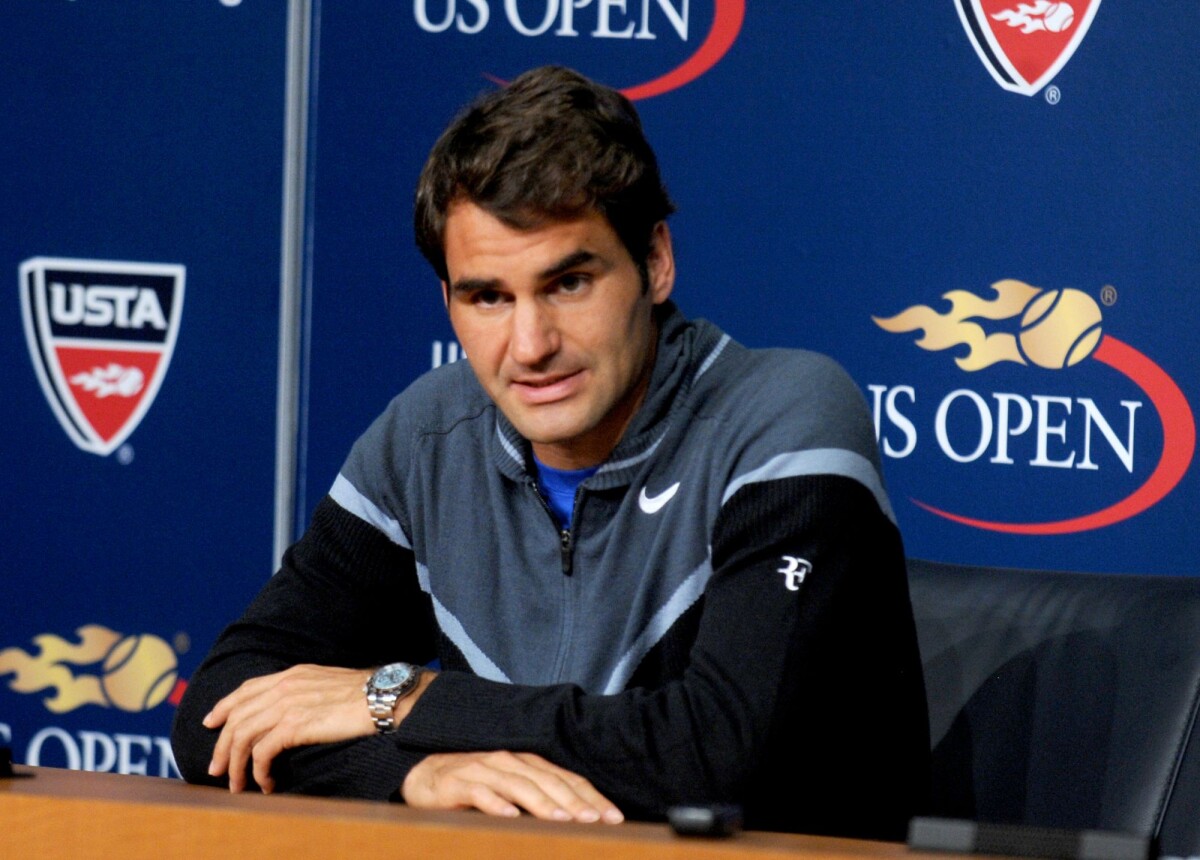 Photo : Roger Federer lors d'une conférence avant l'ouverture de l'US ...