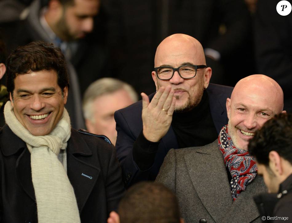 L'ex star du PSG, Raï, Pascal Obispo et Frank Leboeuf lors de la ...