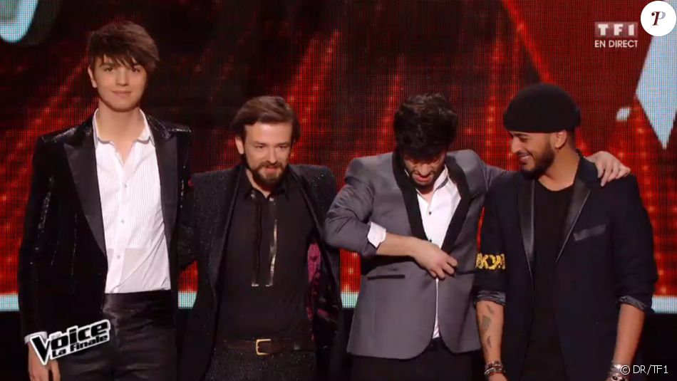 Les 4 finalistes lors de la finale de The Voice 5, sur TF1, le samedi ...