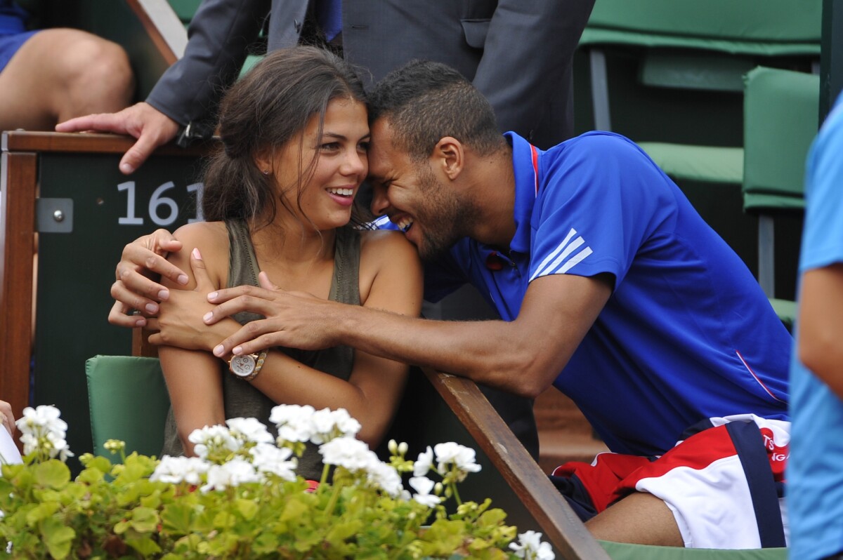 Photo : Jo-Wilfried Tsonga and sa compagne Noura El Swekh le 14 septembre 2014 lors de la demi ...