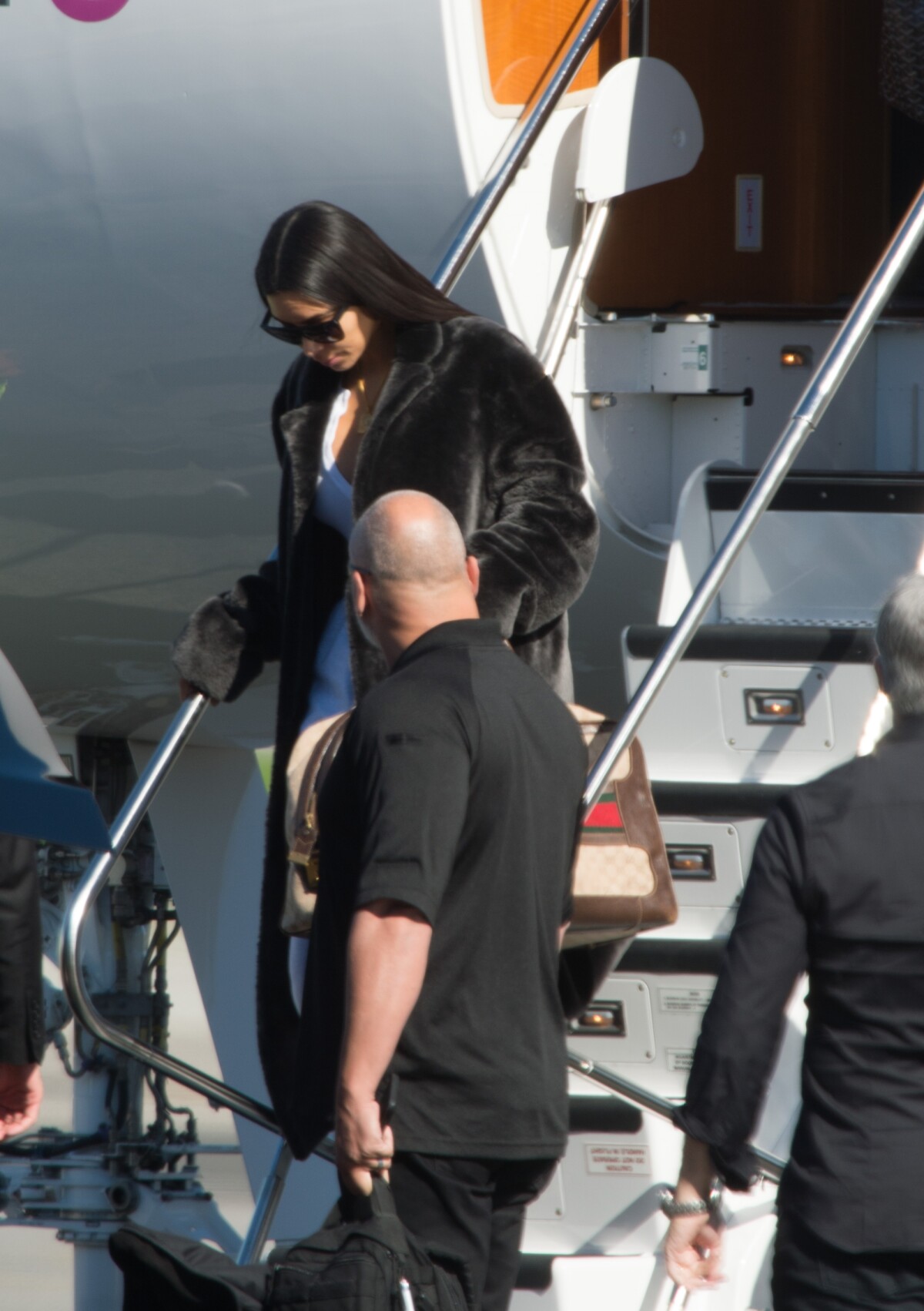 Photo : Kim Kardashian arrive en jet privé à Los Angeles, le 17 janvier ...