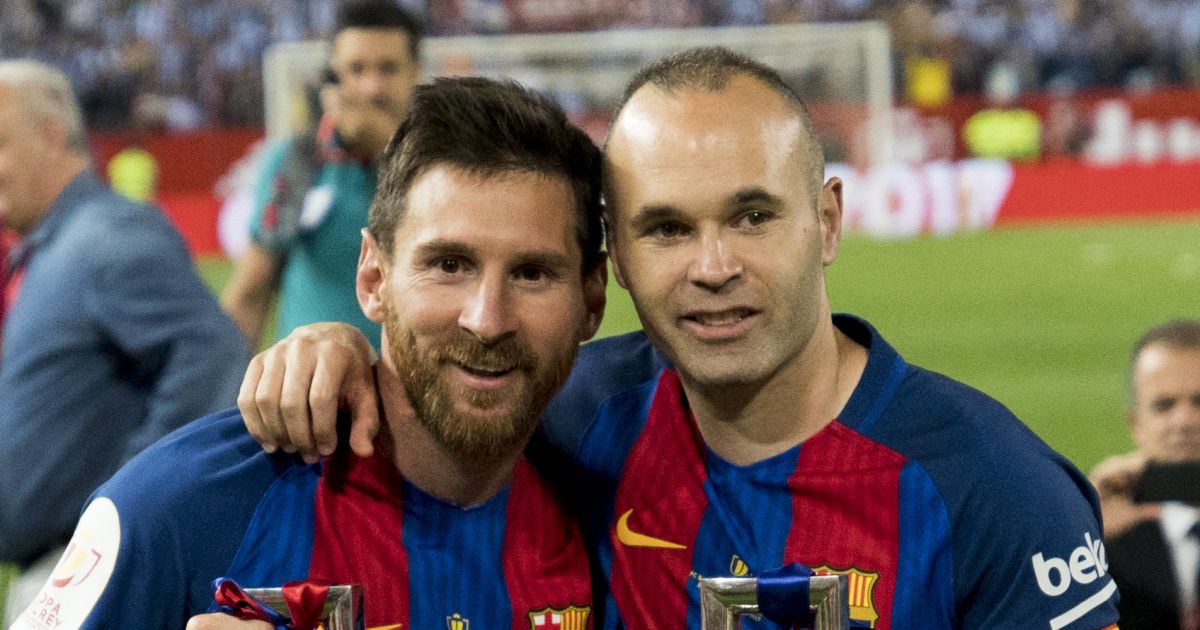 Lionel Messi et Andres Iniesta après la victoire du FC Barcelone contre ...