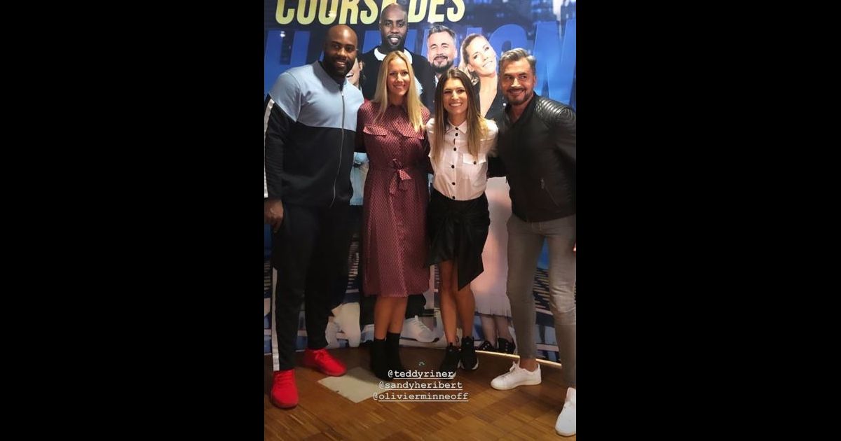 Teddy Riner, Sandy Heribert, Laury Thilleman et Olivier Minne lors de ...