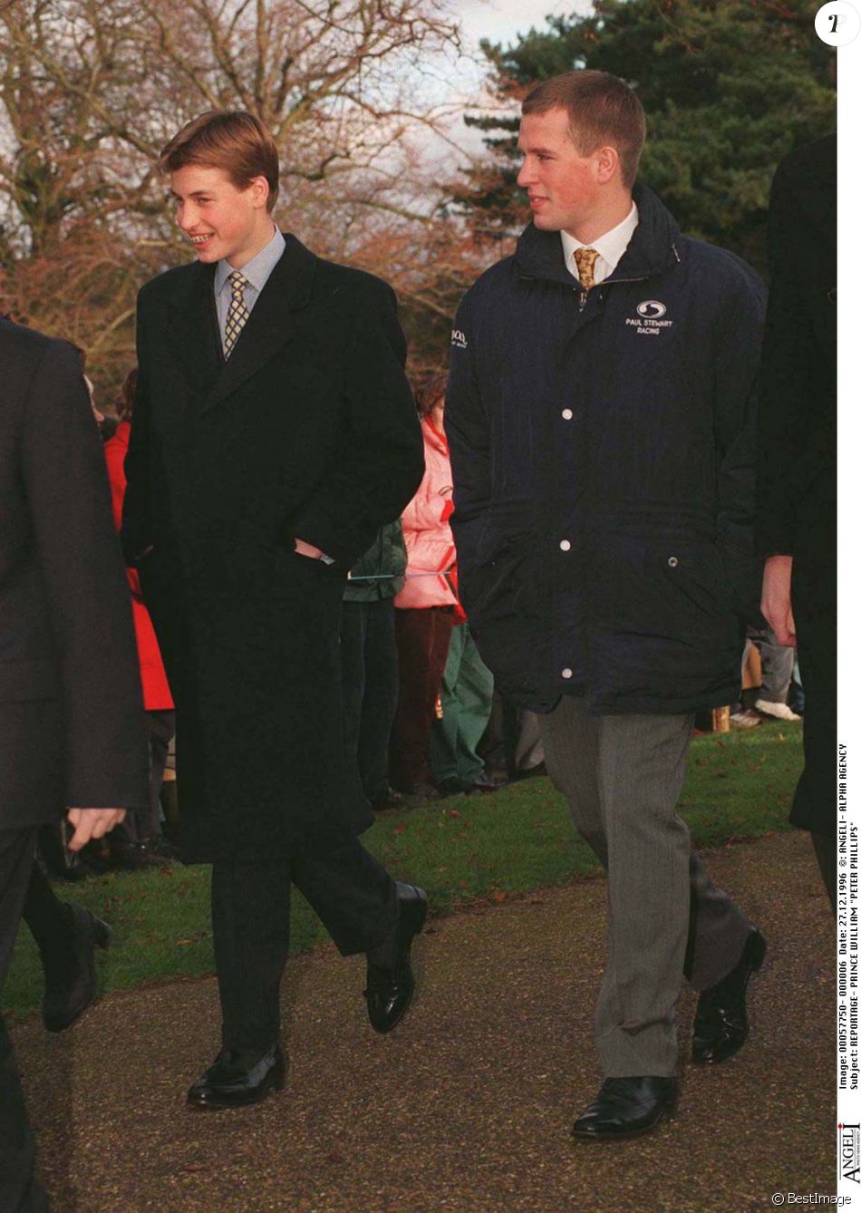 Le prince William et Peter Phillips - Messe de Noël à Sandringham, 1996 ...