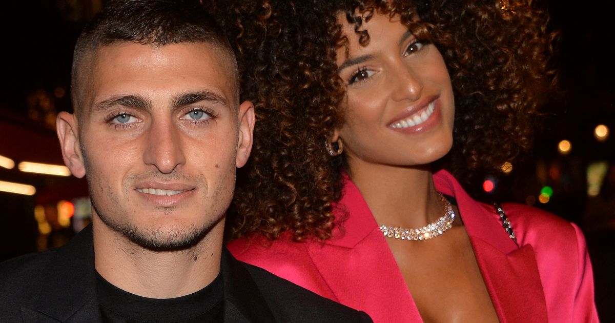 Marco Verratti et sa compagne Jessica Aidi arrivent à la soirée le ...