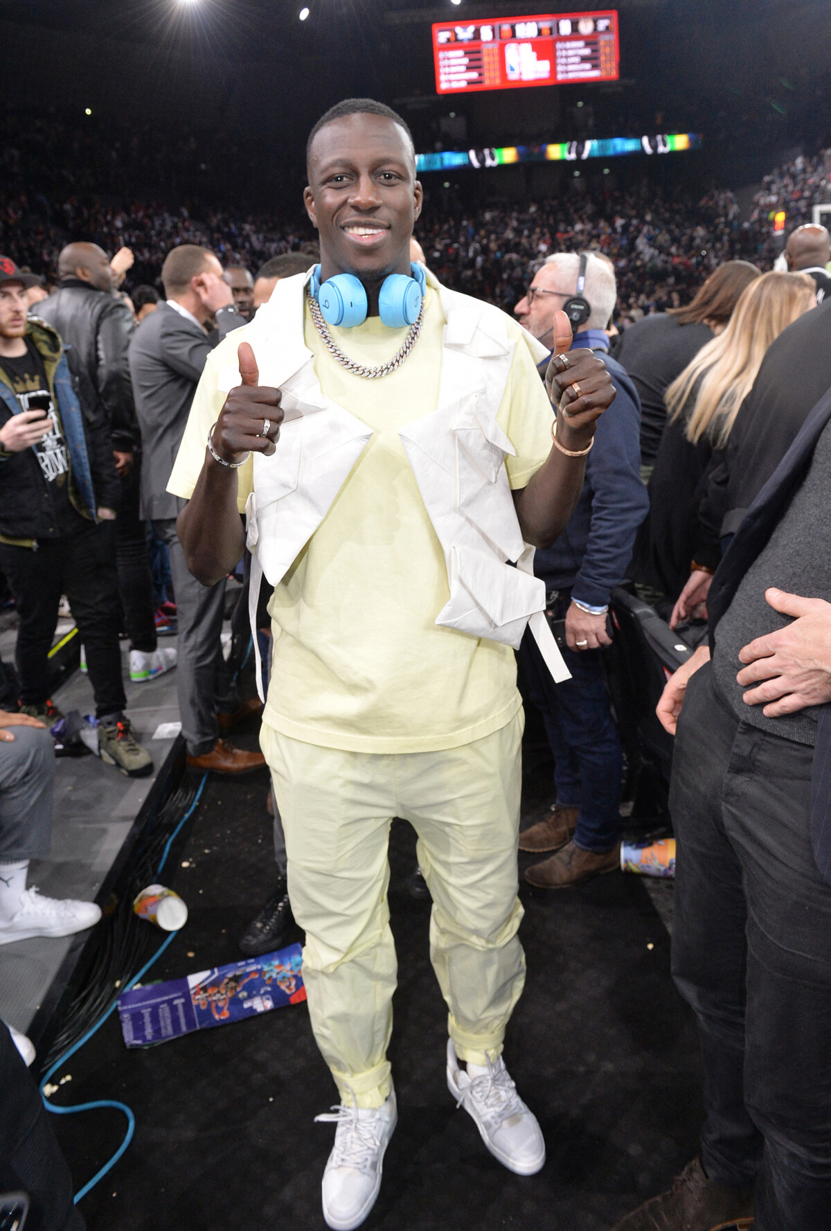 Photo : Benjamin Mendy au match de NBA Game Paris 2020 entre les Bucks de Milwaukee et les ...