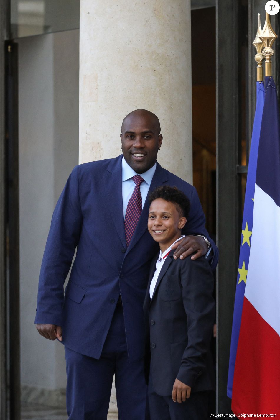 Le judoka francais Teddy Riner et son fils Eden - Cérémonie des ...