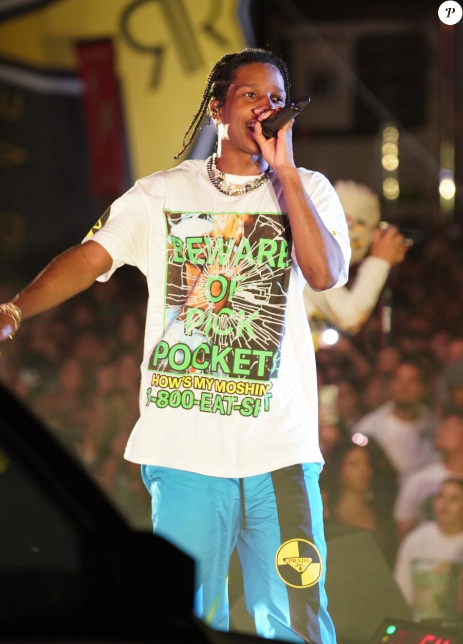 Le rappeur A$AP Rocky lors de son premier concert depuis sa sortie de ...