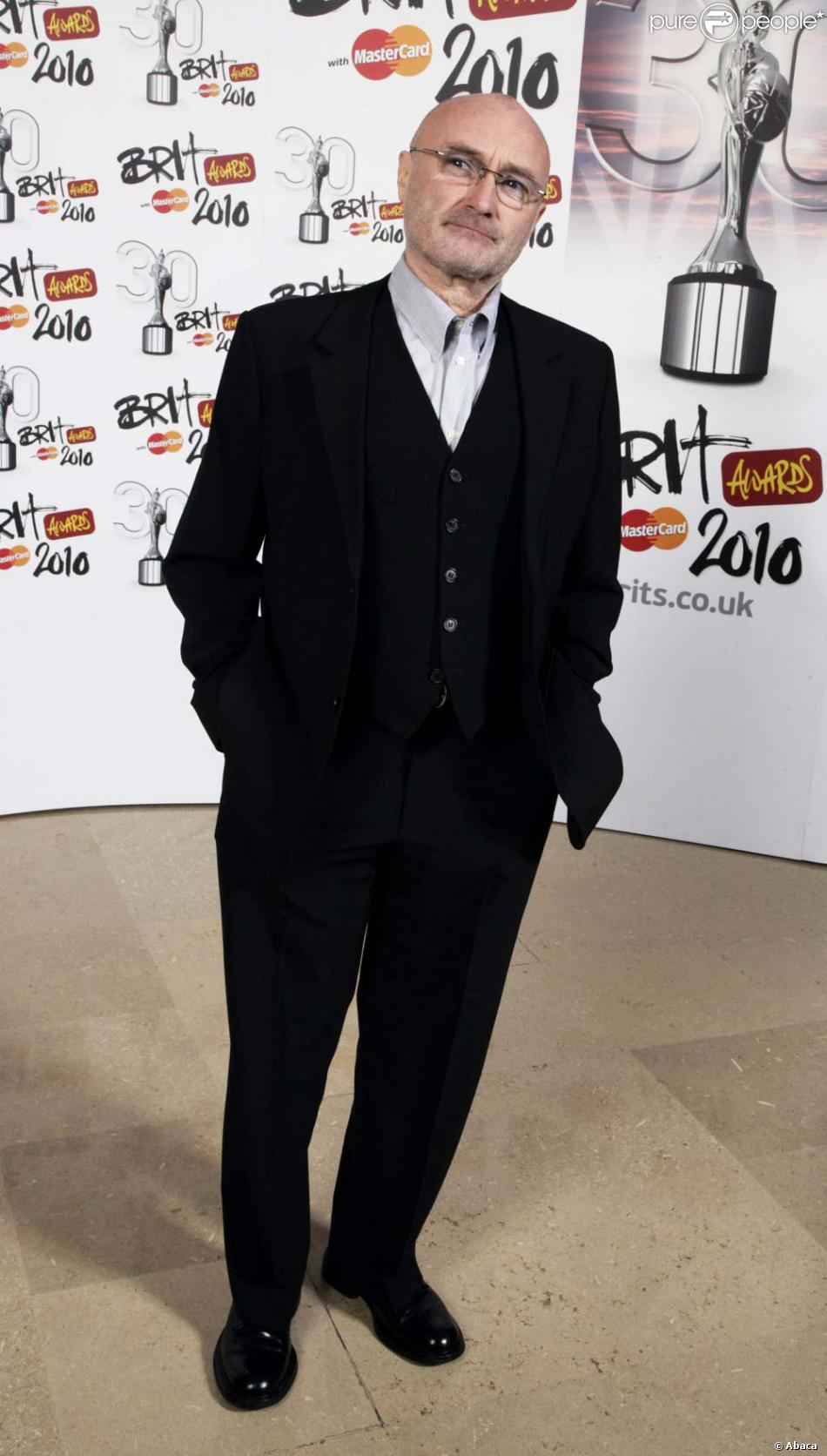 Phil Collins lors des Brit Awards, à Londres, le 16 février 2010 ...
