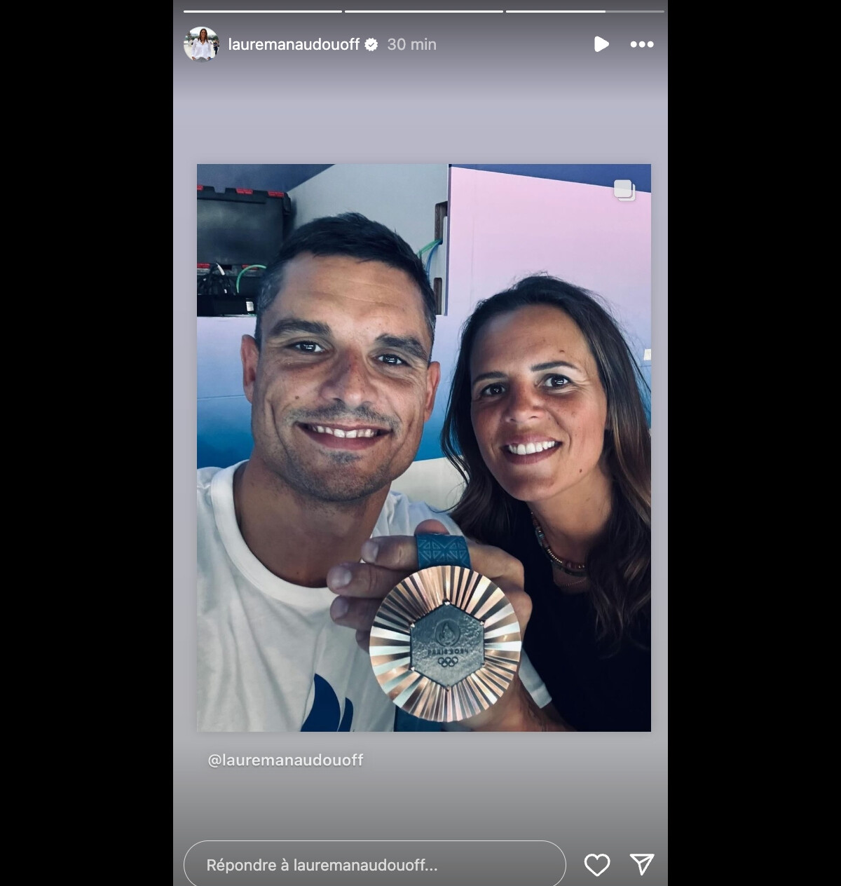 Photo : Laure et Florent Manaudou immortalisés sur Instagram (Capture d ...