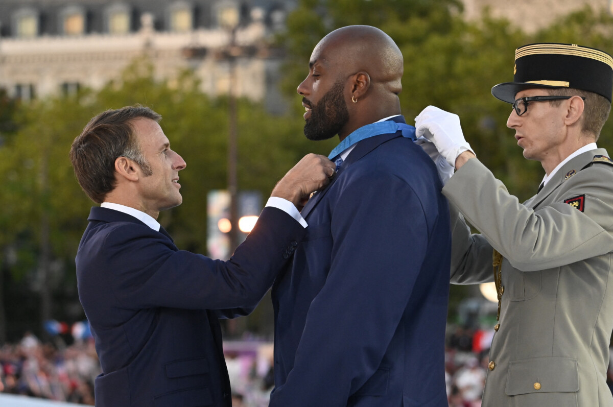 Photo : Emmanuel Macron, président de la République Française, Teddy ...