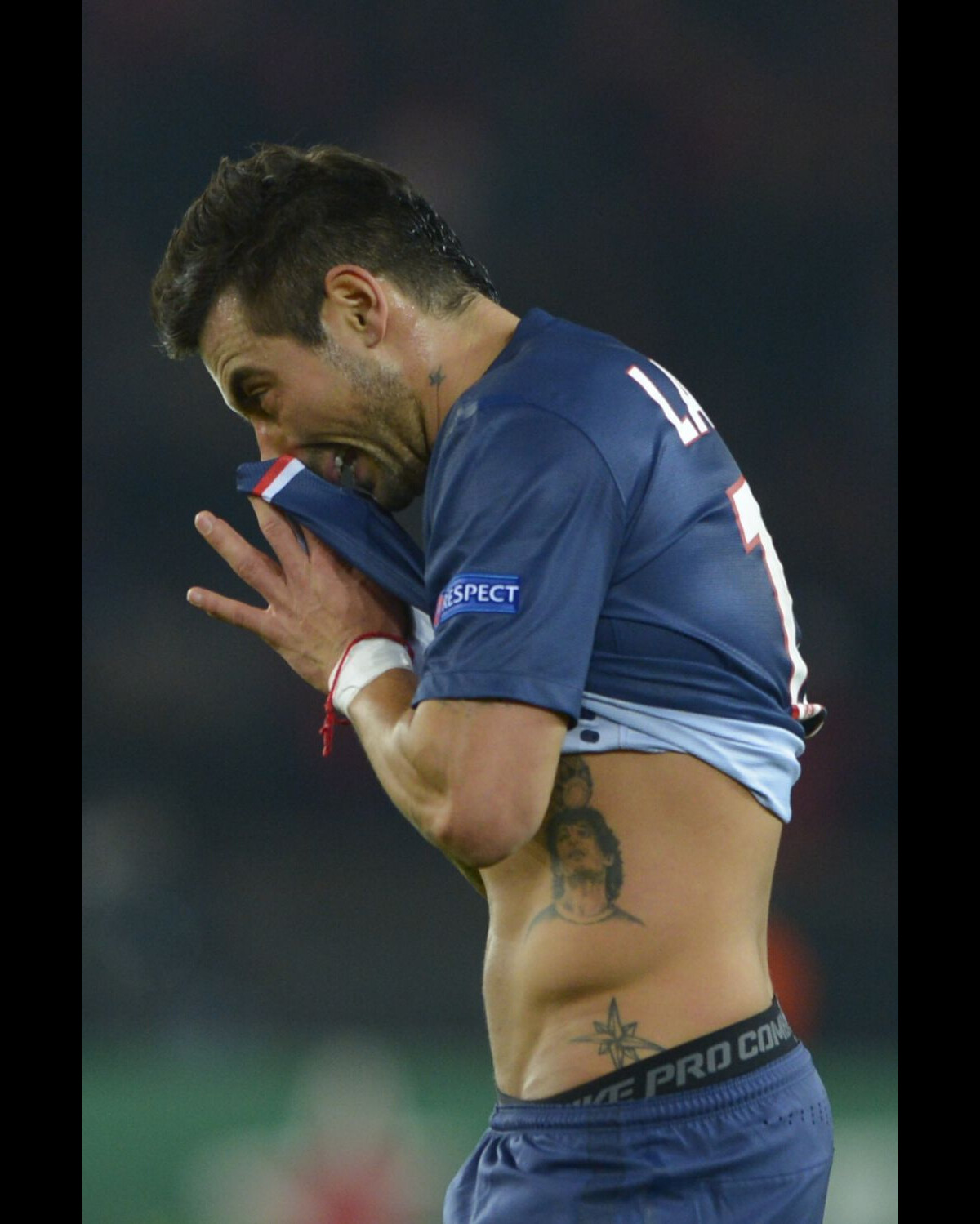 Photo : Ezequiel Lavezzi lors du match de Ligue des Champions entre le ...