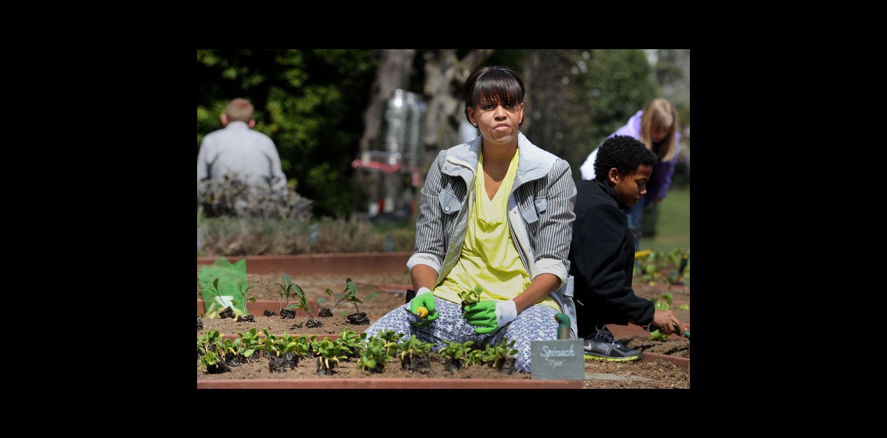 Michelle Obama : A genoux dans son potager pour lutter contre l'obésité ...