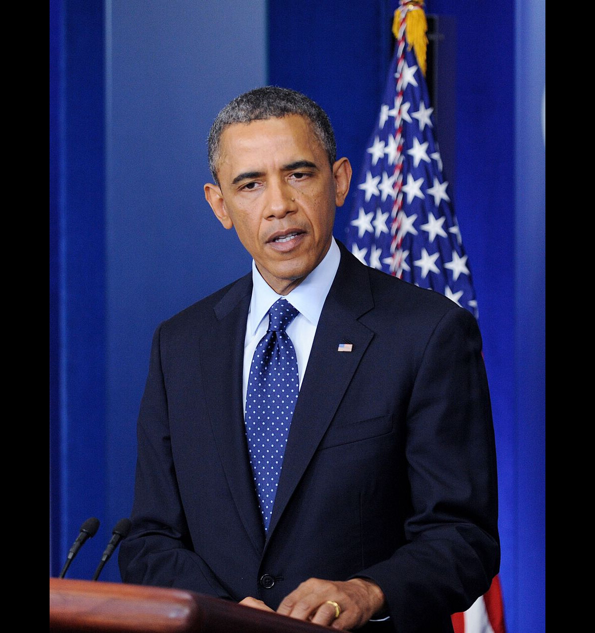 Photo : Le président Barack Obama fait un discours après la double ...