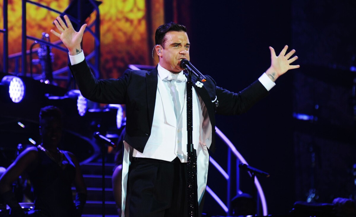 Photo : Robbie Williams à Prague, le 26 avril 2014. - Purepeople