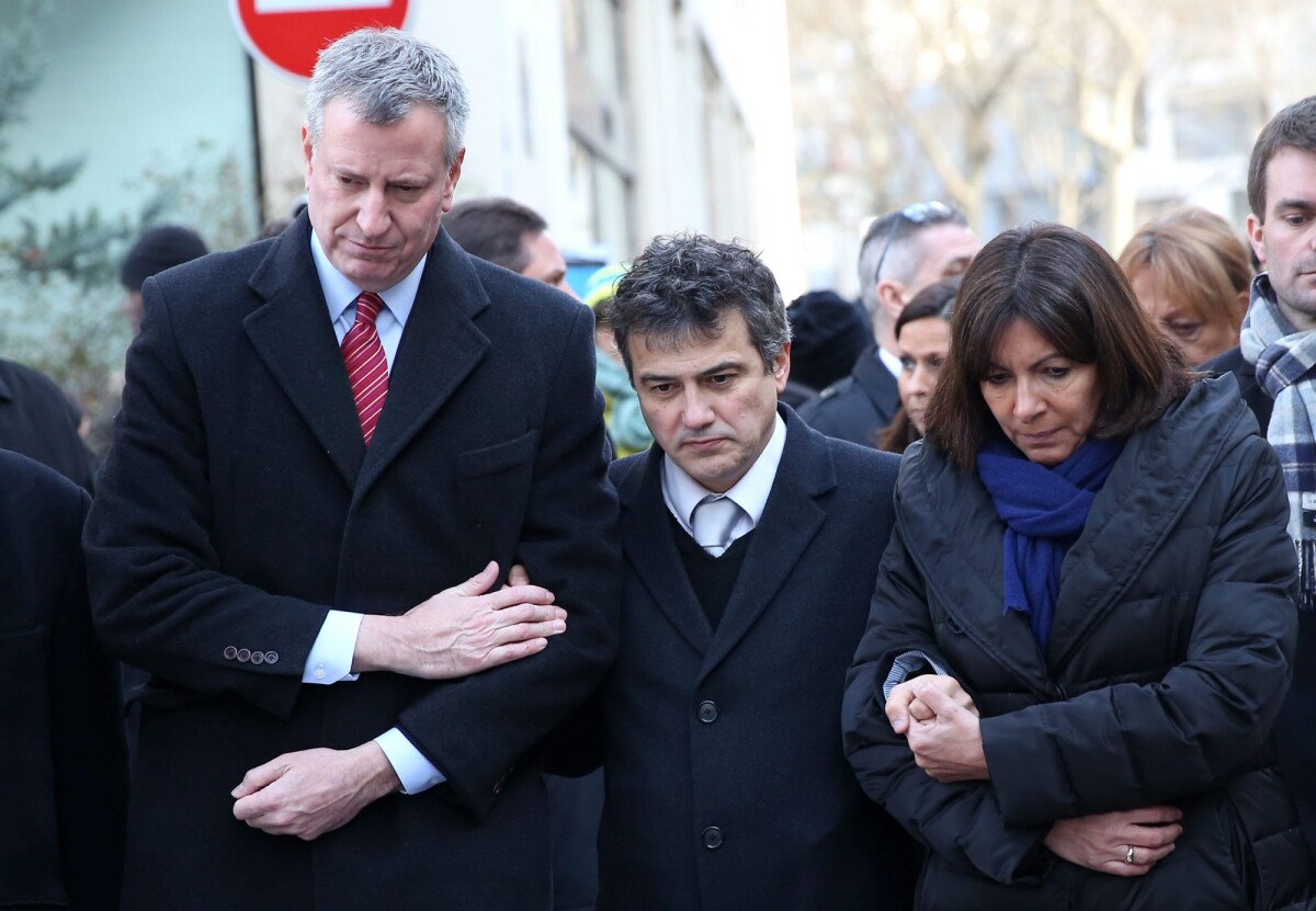 Photo : Bill de Blasio, Patrick Pelloux, Anne Hidalgo - Le maire de New ...