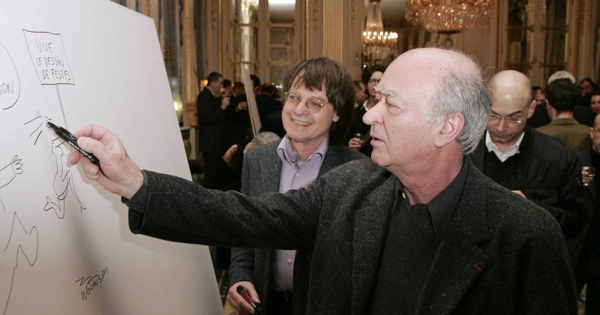 Georges Wolinski et Cabu au ministère de la Culture à Paris, le 15 mars ...