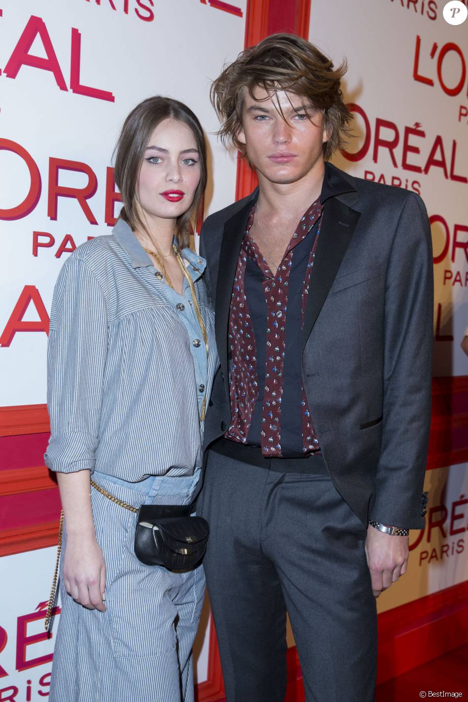 Marie-Ange Casta, Jordan Barrett - Photocall de la soirée L'Oréal Paris ...
