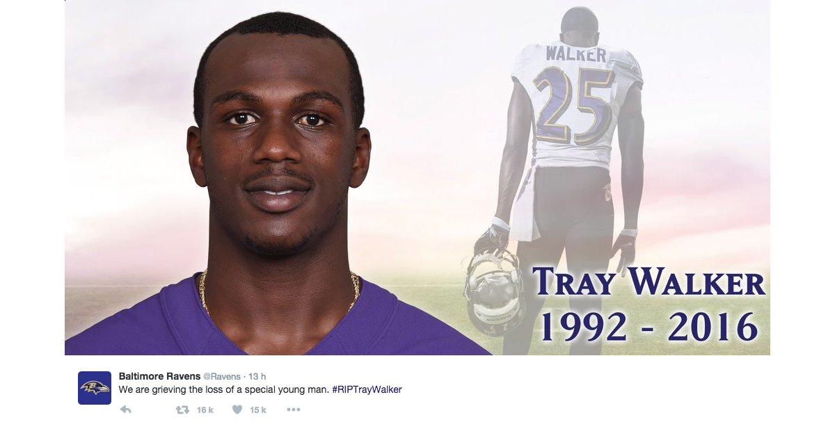 Photo : Tray Walker, jeune joueur des Baltimore Ravens, est mort à 23 ...