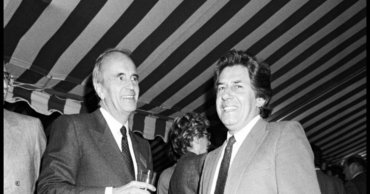 André Rousselet et Philippe Gildas lors de l'anniversaire de Canal + en ...