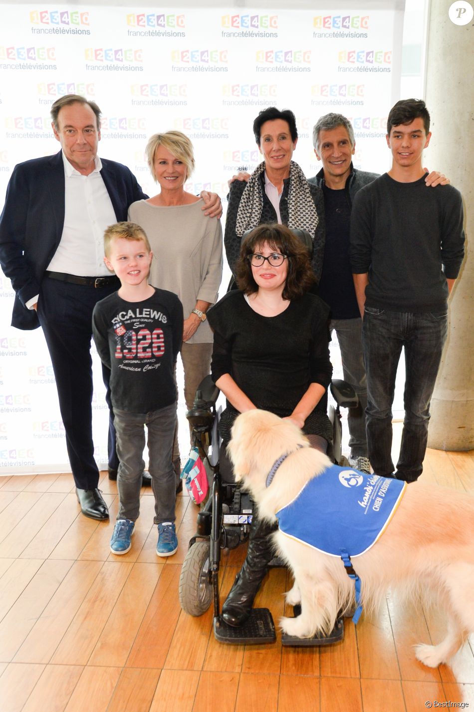 Xavier Couture, Sophie Davant, Laurence Tiennot-Herment (présidente de l'AFM-Téléthon) et Nagui ...