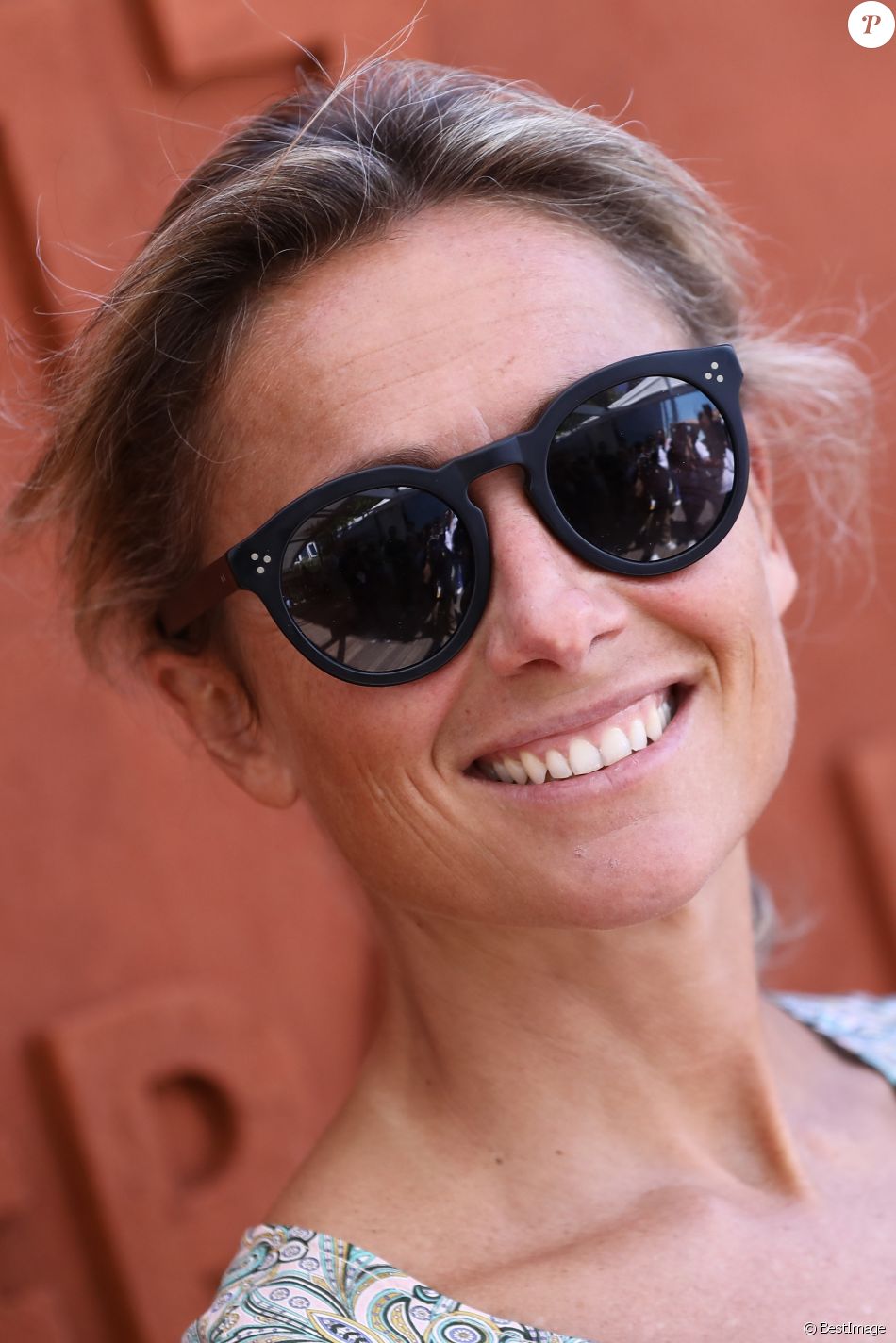 Anne-Sophie Lapix au village lors des internationaux de France de ...