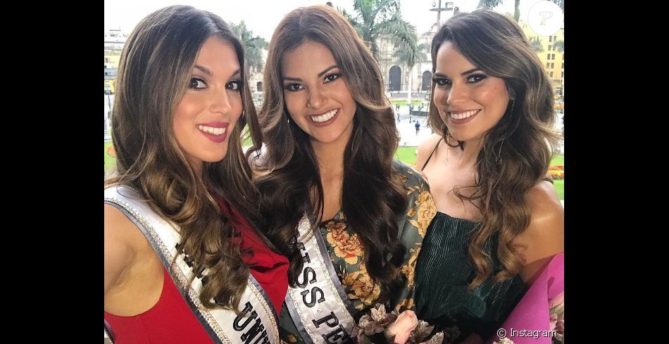 Iris Mittenaere et Miss Pérou 2017. Septembre 2017. - Purepeople