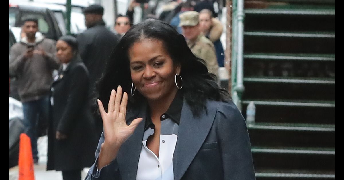 Michelle Obama à la sortie du restaurant Upland à New York. Le 10 mars ...
