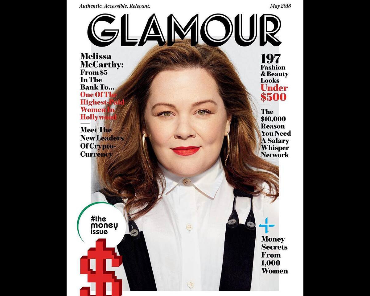 Photo : Melissa McCarthy en couverture du Glamour américain, mai 2018 ...