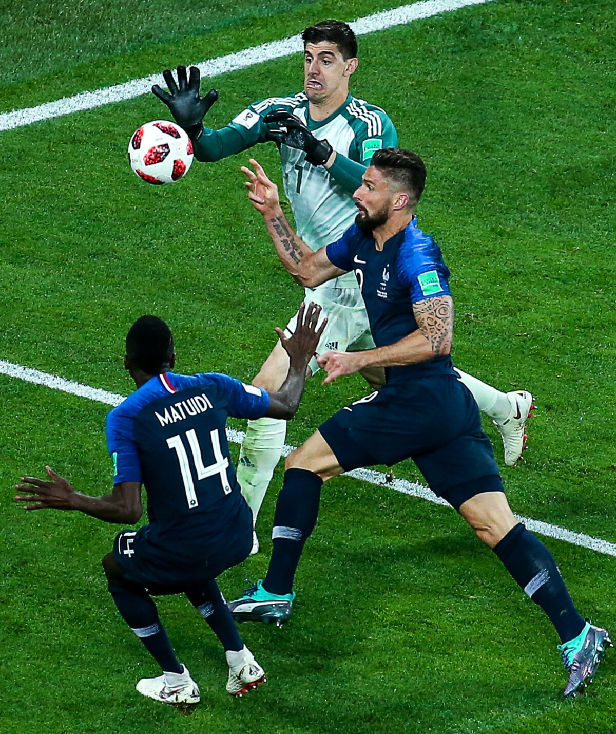 Photo : Thibaut Courtois lors du match France - Belgique, le 10 juillet ...