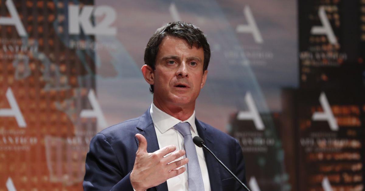 Manuel Valls lors du 3ème forum Atlantic à Madrid le 28 juin 2018 ...