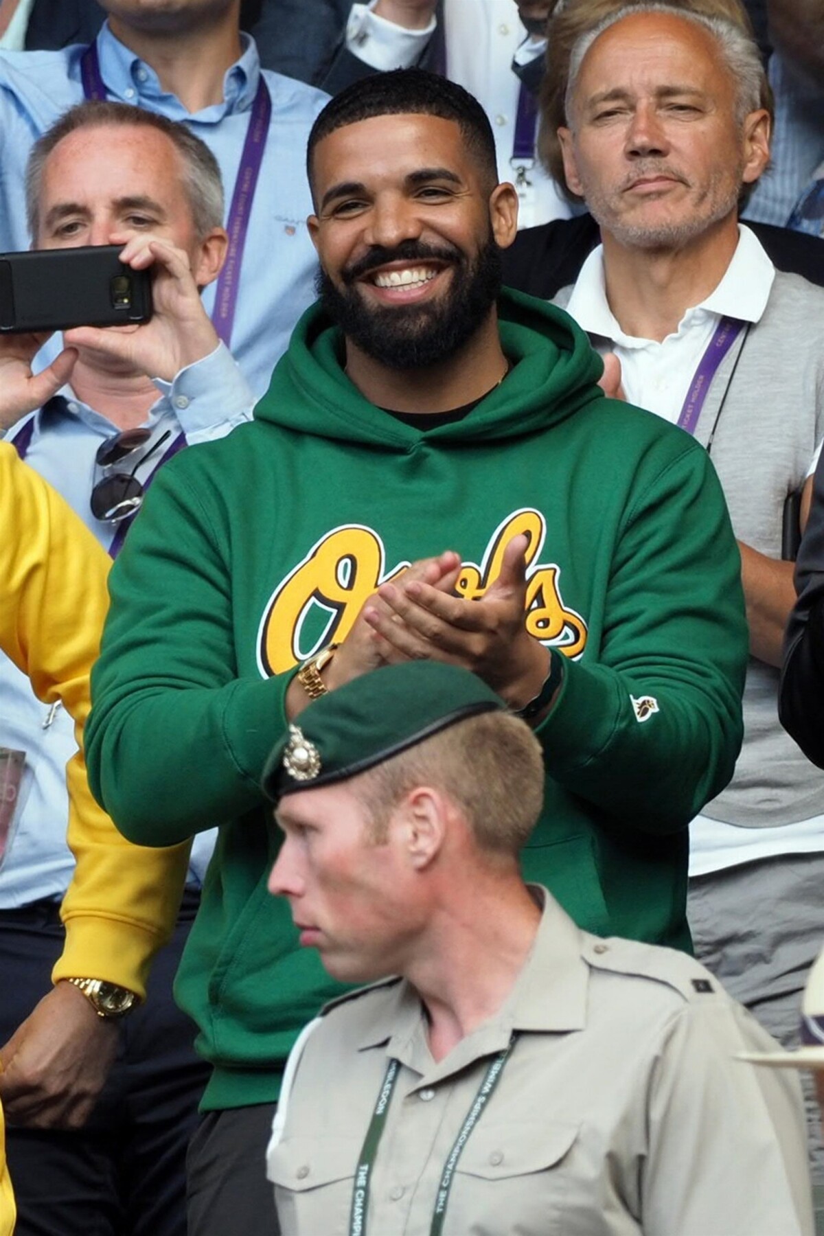 Photo : Drake lors du championnat de Wimbledon à Londres, le 10 juillet ...