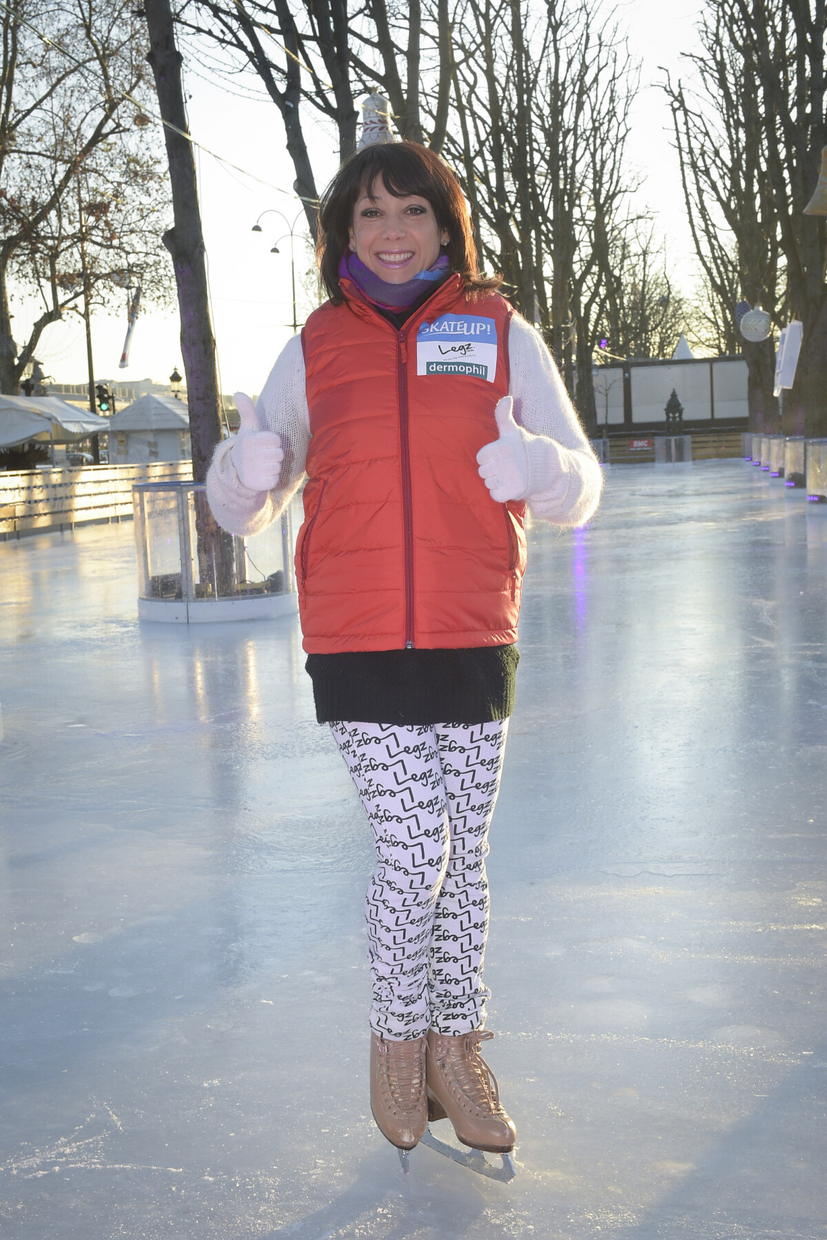Photo : Sarah Abitbol lors d'un fitness géant sur glace à PAris le 29 ...
