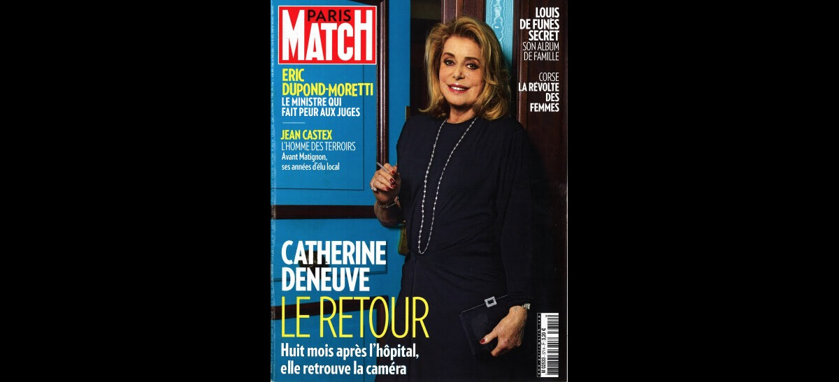 Photo : Catherine Deneuve en couverture du magazine Paris Match, n°3714 du 9 juillet 2020 ...