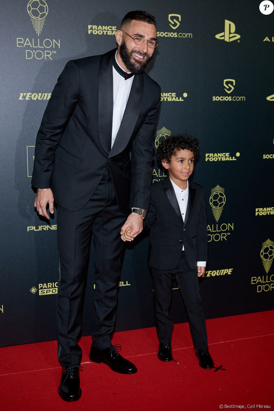 Karim Benzema et son fils Ibrahim - Photocall de la 66ème cérémonie du ...