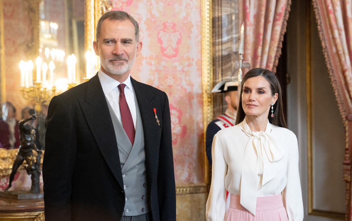 Photo : Le roi Felipe VI et la reine Letizia, lors de la réception du ...