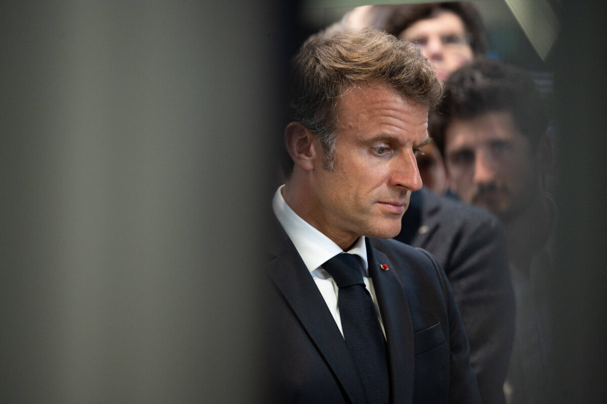 Photo : Le président de la République française, Emmanuel Macron visite ...
