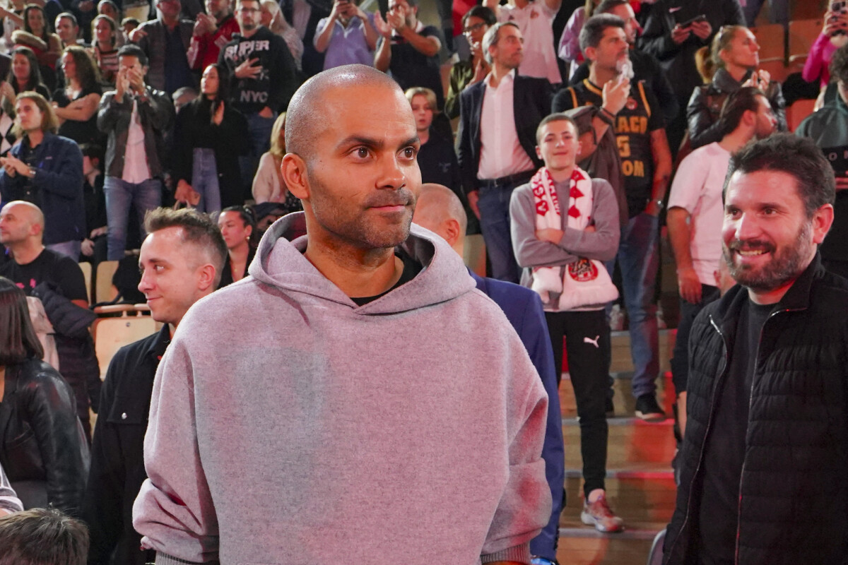 Photo : Tony Parker (Président de l'ASVEL) lors du match de Basketball ...