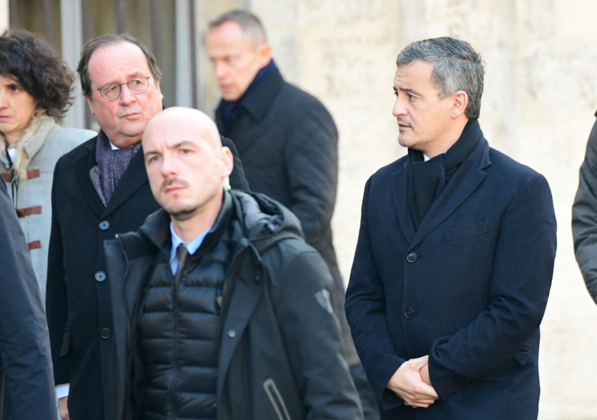 Photo : François Hollande, Gérald Darmanin - Obsèques de Gérard Collomb ...