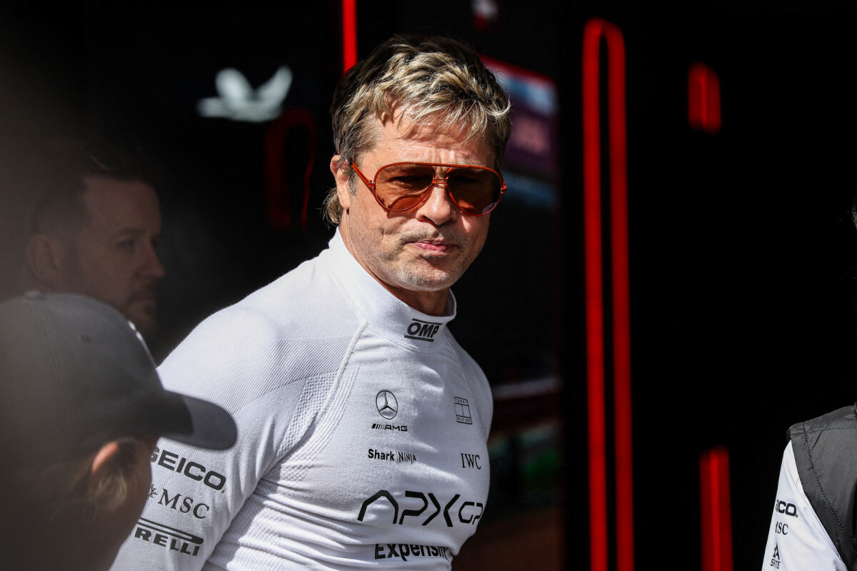 Photo : Brad Pitt (USA), pilote de l'équipe fictive Apex APXGP, pour le ...