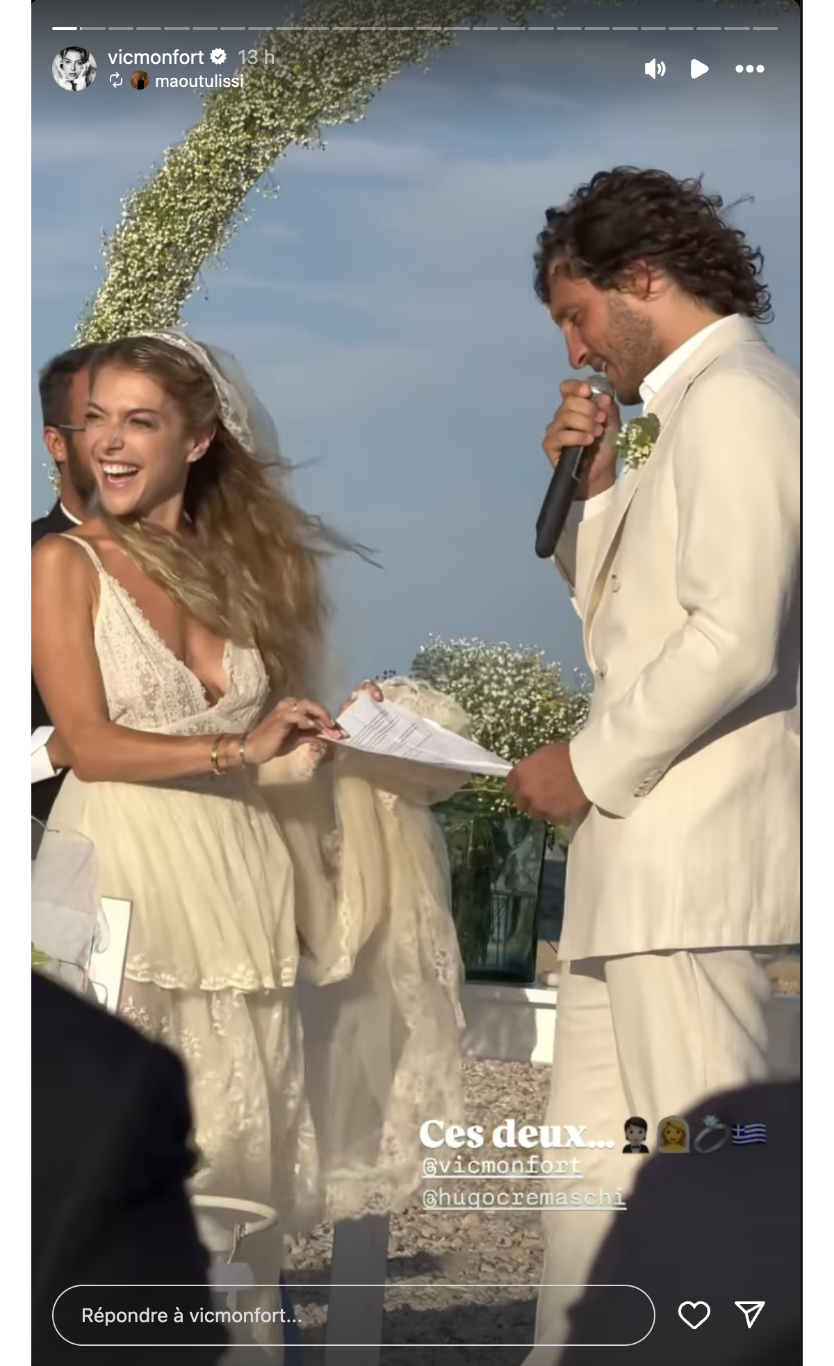 Vidéo : Nouveau mariage grandiose pour Victoria Monfort ! Union très venteuse en Grèce pour la ...