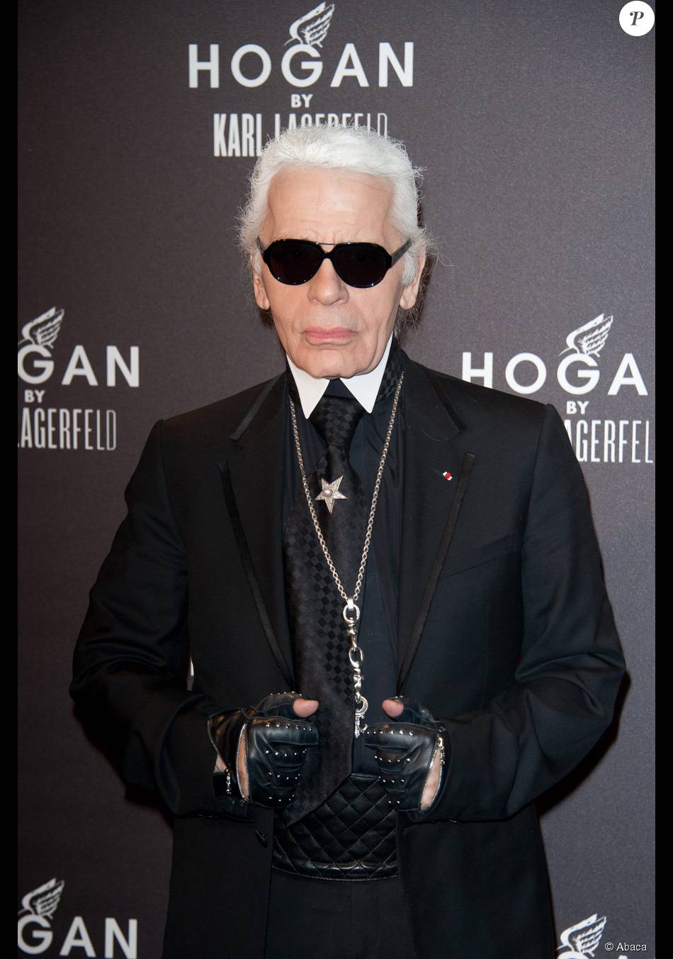 Karl Lagerfeld lors du cocktail de présentation de la collection Hogan ...