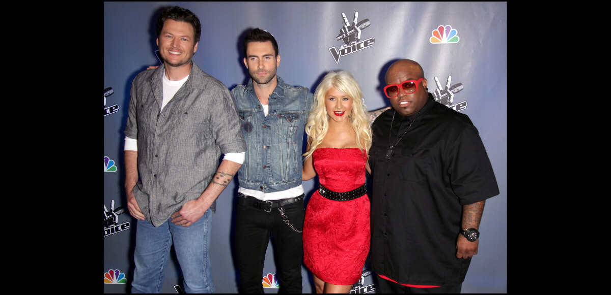 Photo : Blake Shelton, Adam Levine, Christina Aguilera et Cee Lo Green ...