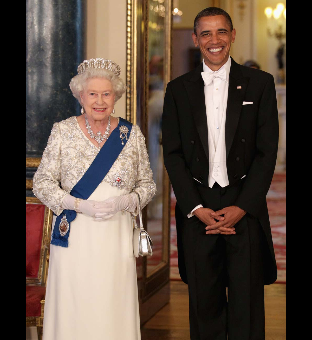 Photo : Photo officielle de Barack Obama et Elizabeth II au dîner de ...