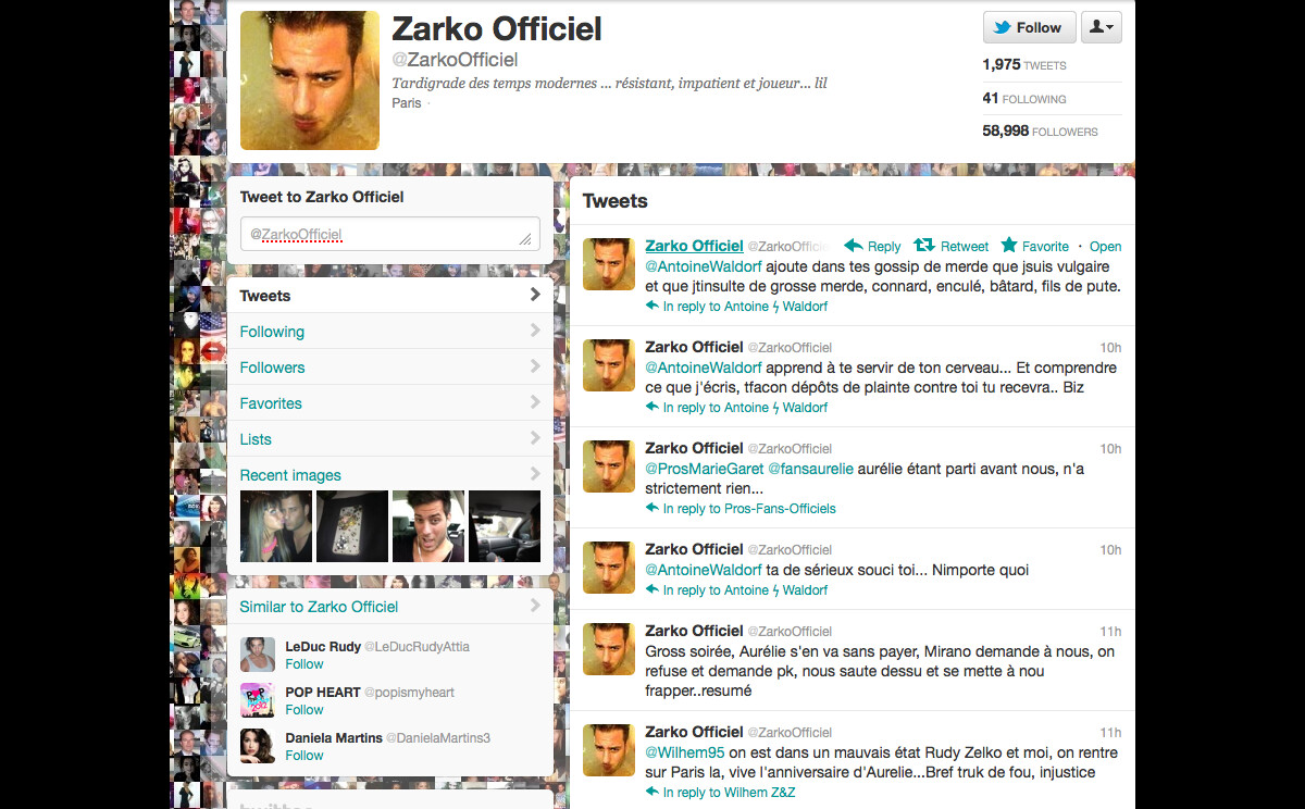 Photo : Capture d'écran du twitter de Zarko - Purepeople