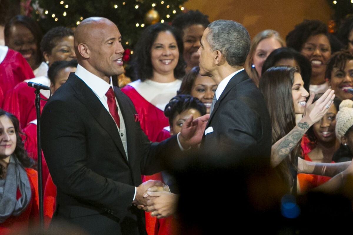 Photo : Le président Barack Obama et Dwayne Johnson lors de l ...