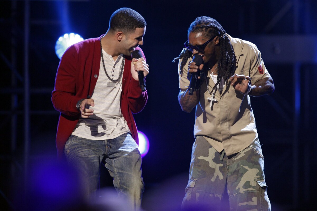 Photo : Drake et Lil Wayne lors des BET Awards 2009 à Los Angeles. Juin ...