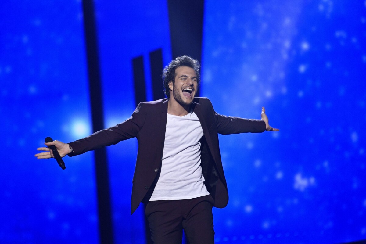 Photo : Amir (France), lors de la finale du concours de l'eurovision ...