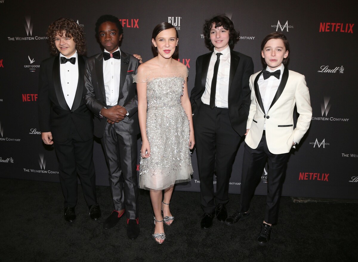 Photo : Gaten Matarazzo, Caleb McLaughlin, Finn Wolfhard, Millie Bobby Brown et Noah Schnapp au ...