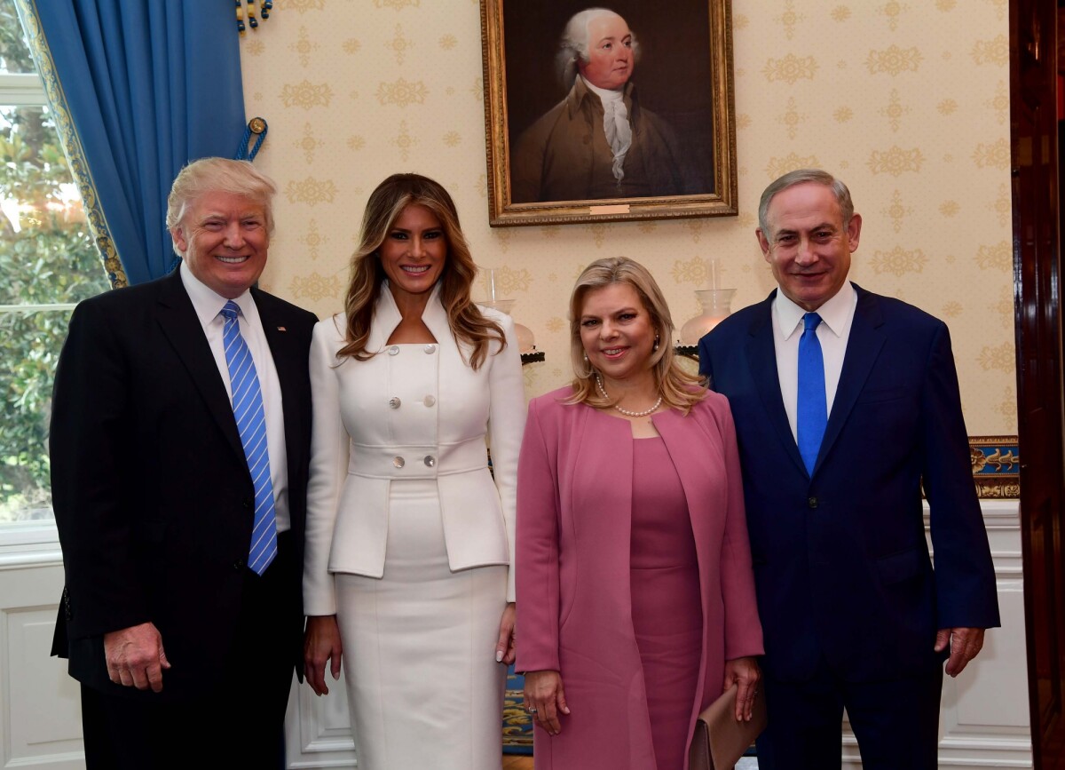 Photo : Donald Trump avec sa femme Melania Trump et Benyamin Netanyahou ...